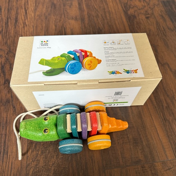 PlanToys | Toys | Plantoys Rainbow Alligator Wooden Pull Toy ...